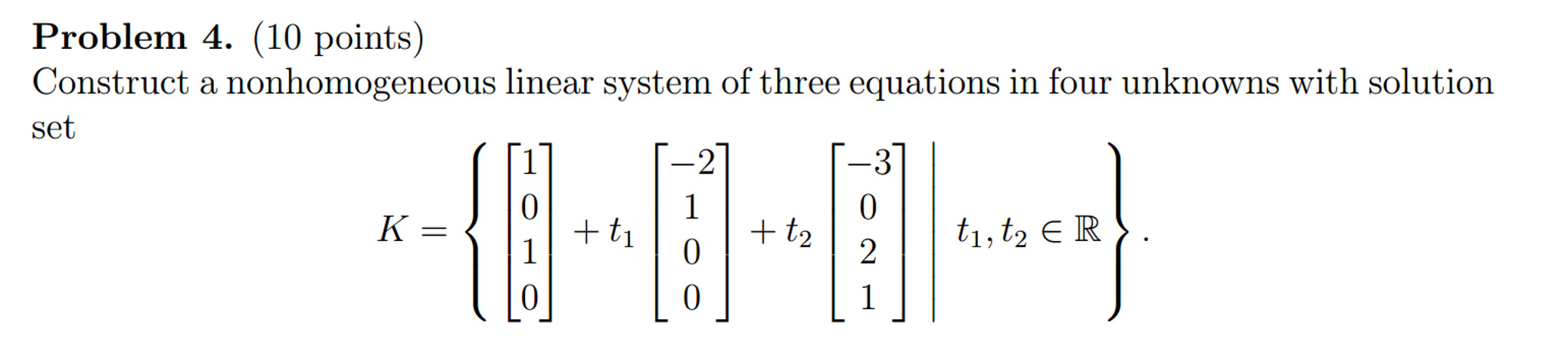 Solved Construct a nonhomogeneous linear system of three | Chegg.com