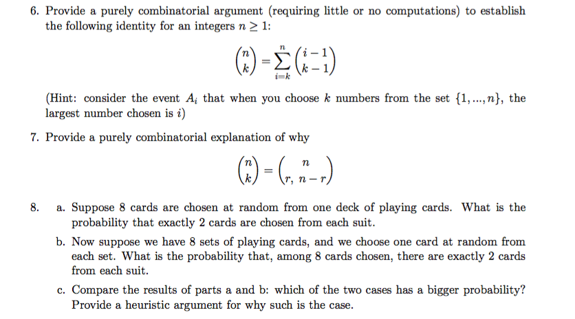 Solved Provide a purely combinatorial argument (requiring | Chegg.com