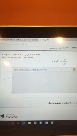 Solved Find the derivative of the function y = 6^x + 7/x^3. | Chegg.com