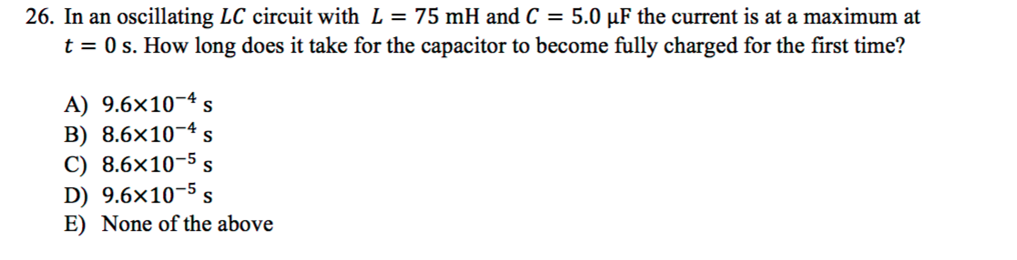 Solved In an oscillating LC circuit with L = 75 mH and C = | Chegg.com