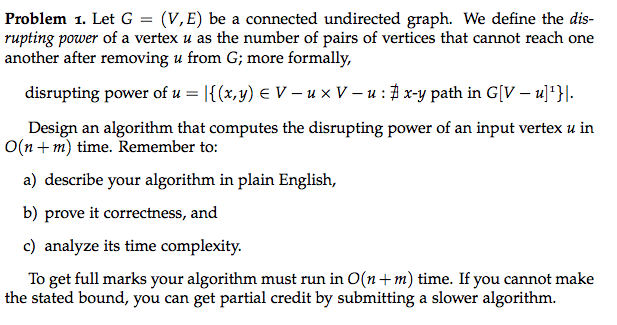 Solved Problem 1. Let G = (V, E) be a connected undirected | Chegg.com