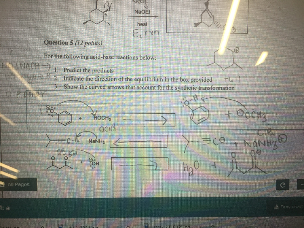Solved NaOEt heat Question 5 12 points) For the following | Chegg.com