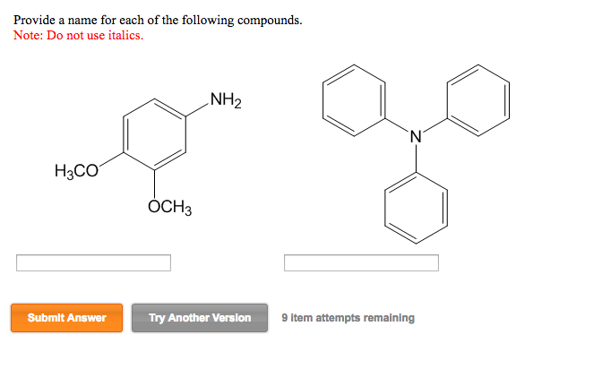 Solved Provide a name for each of the following compounds. | Chegg.com