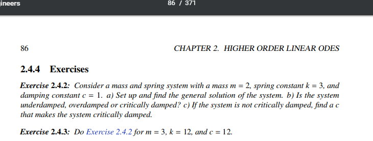 Solved ineers 86/371 86 CHAPTER 2. HIGHER ORDER LINEAR ODES | Chegg.com