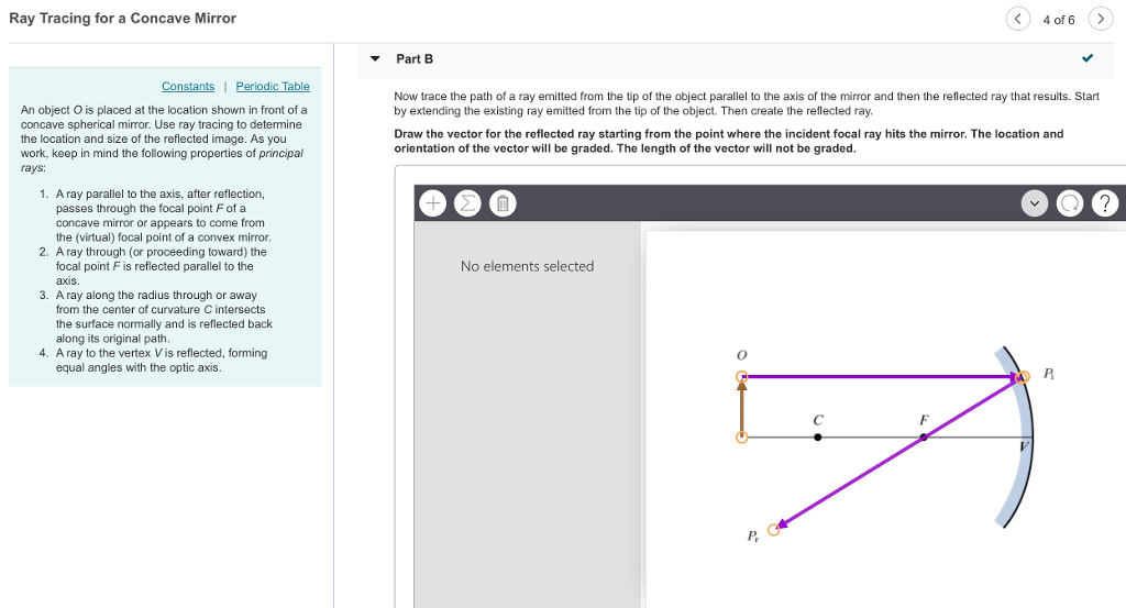 Solved Ray Tracing for a Concave Mirror 4 of 6 > Part A | Chegg.com