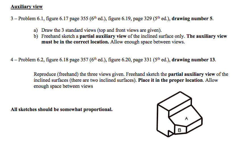 Solved Auxiliary view 3 - Problem 6.1, figure 6.17 page 355 | Chegg.com
