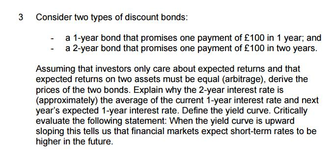 Solved Consider two types of discount bonds: a 1-year bond | Chegg.com