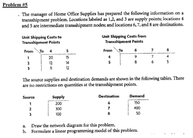 Problem #5 The manager of Home Office Supplies has | Chegg.com