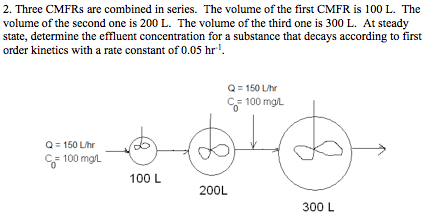 Solved Three CMFRs are combined in series. The volume of the | Chegg.com