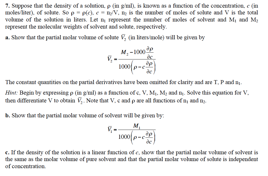 Solved Suppose that the density of a solution, rho (in | Chegg.com