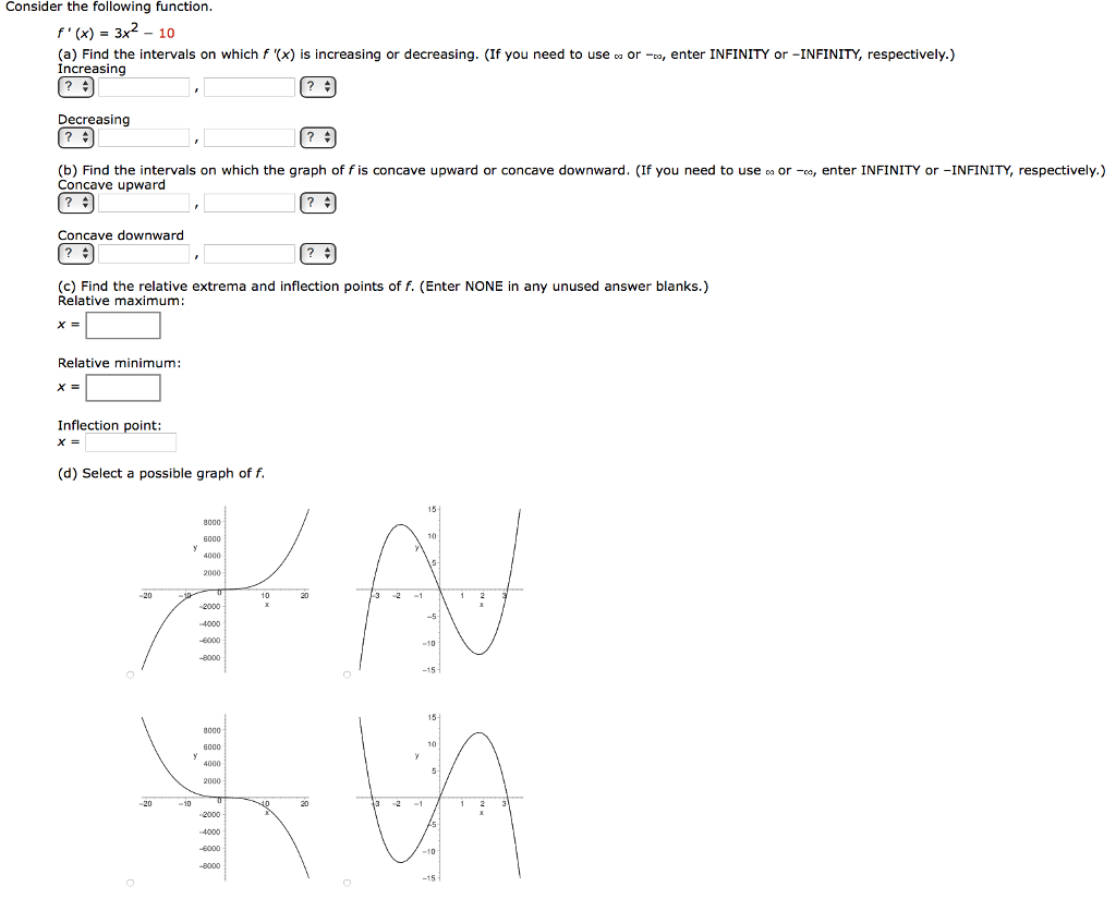 Solved Consider the following function f' (x)-3x-10 (a) Find | Chegg.com