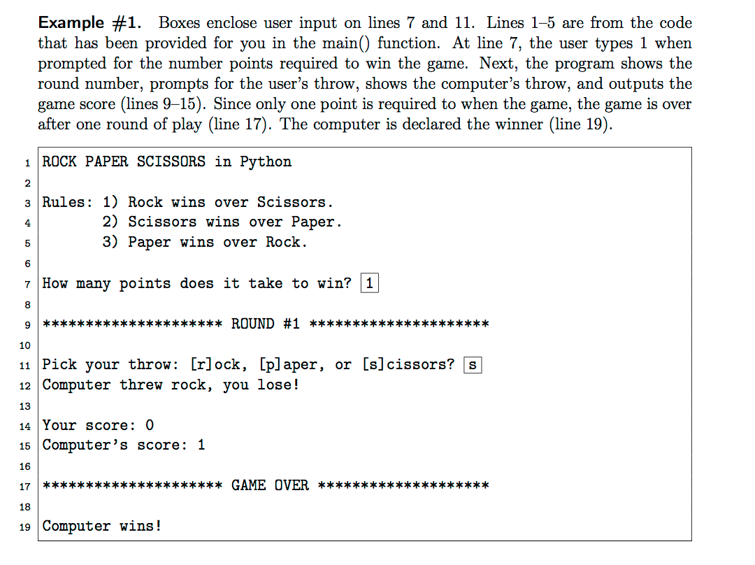Solved Example #1. Boxes enclose user input on lines 7 and | Chegg.com
