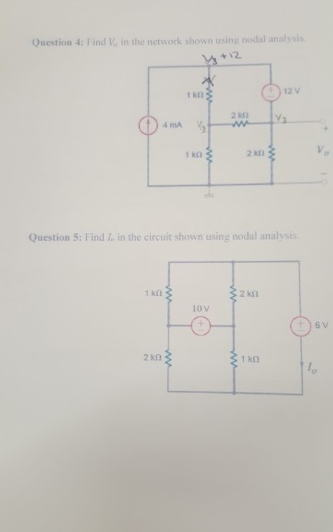 Solved Question 4: Find V, in the network shown using nodal | Chegg.com
