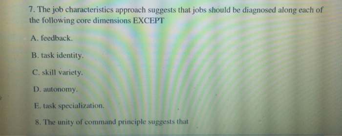 Solved The job characteristics approach suggests that jobs | Chegg.com