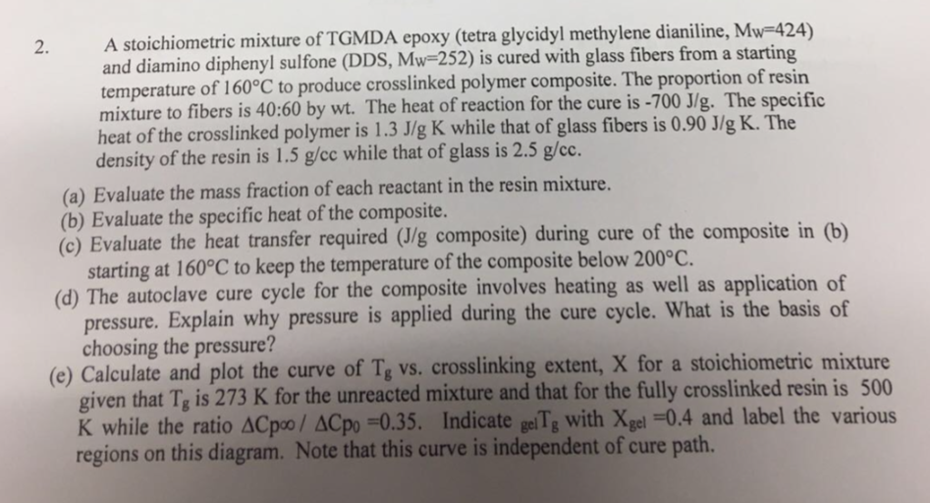 A stoichiometric mixture of TGMDA epoxy and diamino | Chegg.com
