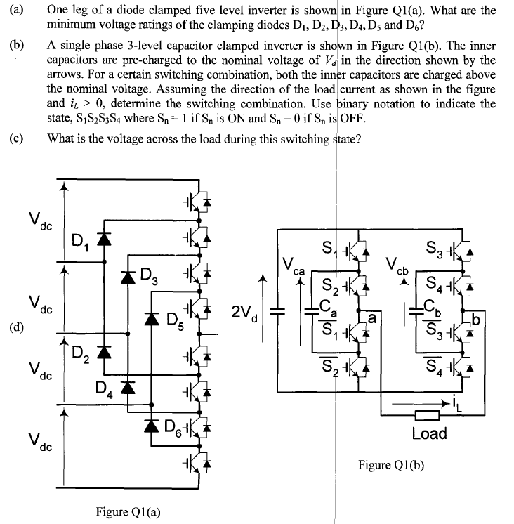 Solved One leg of a diode clamped five level inverter is | Chegg.com