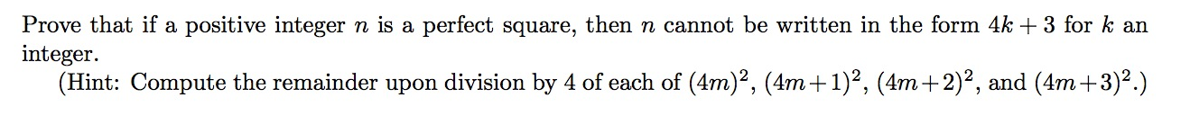 Solved Prove that if a positive integer n is a perfect | Chegg.com