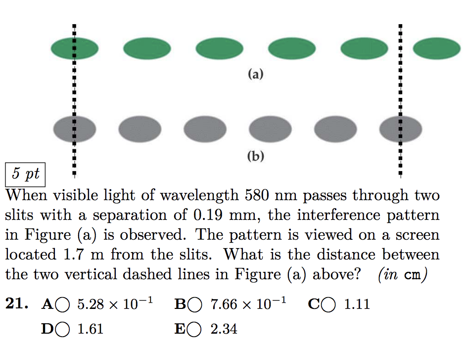 Solved 5 pt When visible light of wavelength 580 nm passes | Chegg.com