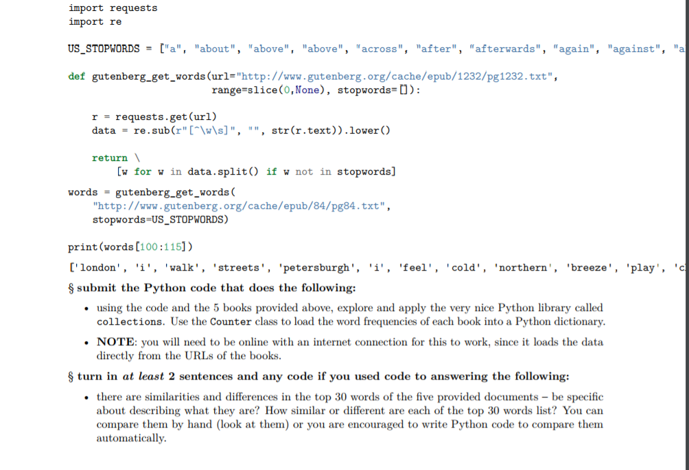 Solved import requests import re US-STOPWORDS= ["a", | Chegg.com