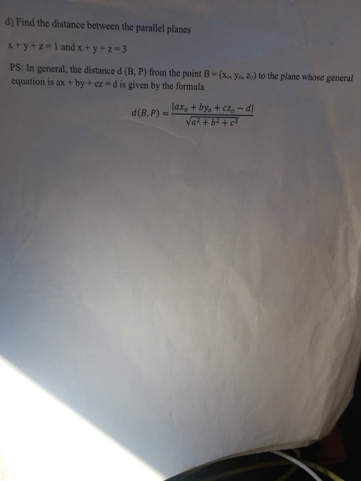 Solved Find the distance between the parallel planes x + y | Chegg.com