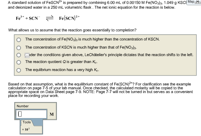 Solved A standard solution of FeSCN^2+ is prepared by | Chegg.com