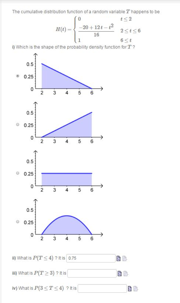 Solved The cumulative distribution function of a random | Chegg.com