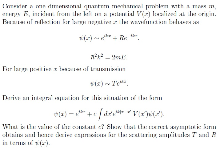 Solved Consider a one dimensional quantum mechanical problem | Chegg.com