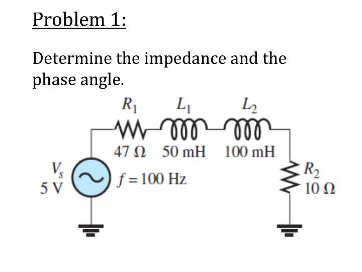 Solved Problem 1: Determine the impedance and the phase | Chegg.com