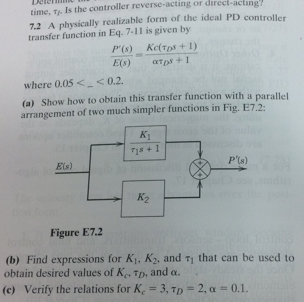 Solved Detelmine t time, TI. Is the controller | Chegg.com