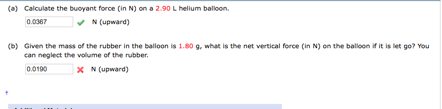 Solved Calculate the buoyant force (in N) on a 2.90 L helium | Chegg.com