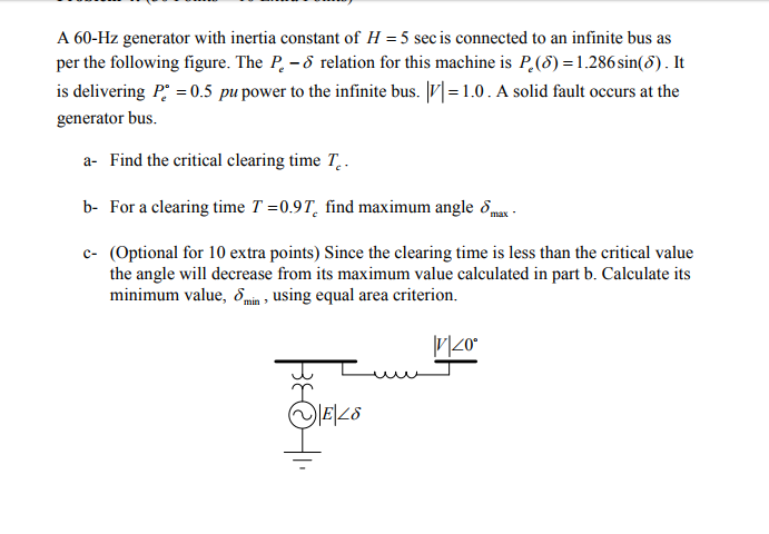 A 60-Hz generator with inertia constant of H 5 sec is | Chegg.com
