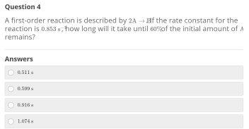 Solved A first-order reaction is described by 2A rightarrow | Chegg.com