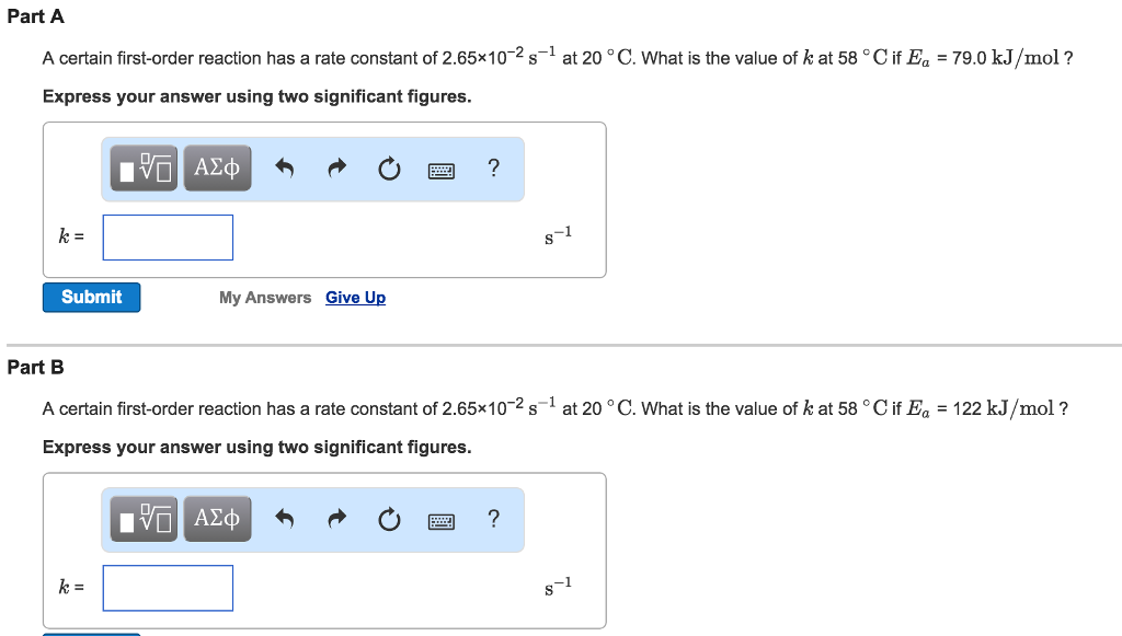Solved A certain first-order reaction has a rate constant of | Chegg.com