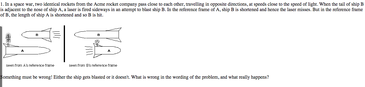 Solved 1. In a space war, two identical rockets from the | Chegg.com