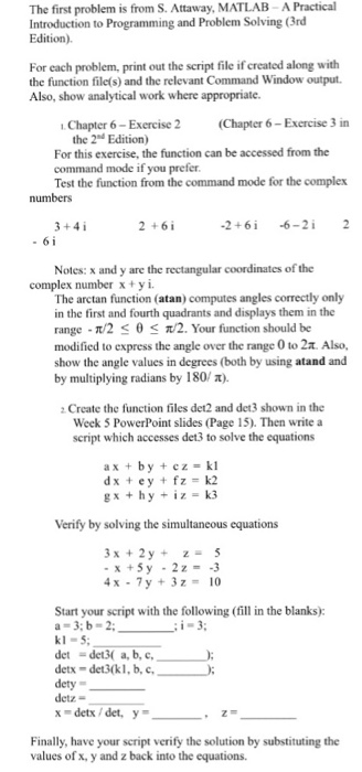 Solved The first problem is from S. Attaway. MATLAB A | Chegg.com