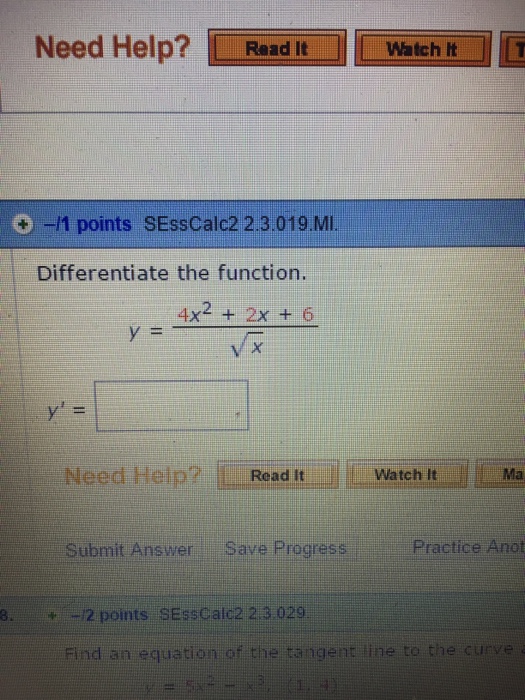 Solved Differentiate the function. y = 4x^2 + 2x + | Chegg.com
