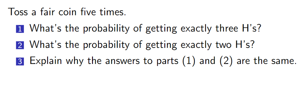Solved Toss a fair coin five times. What's the probability | Chegg.com
