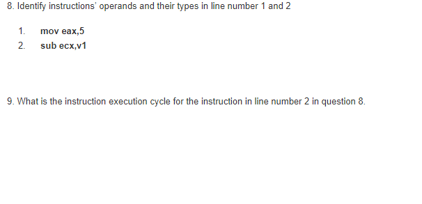 Solved Identify instructions' operands and their types in | Chegg.com