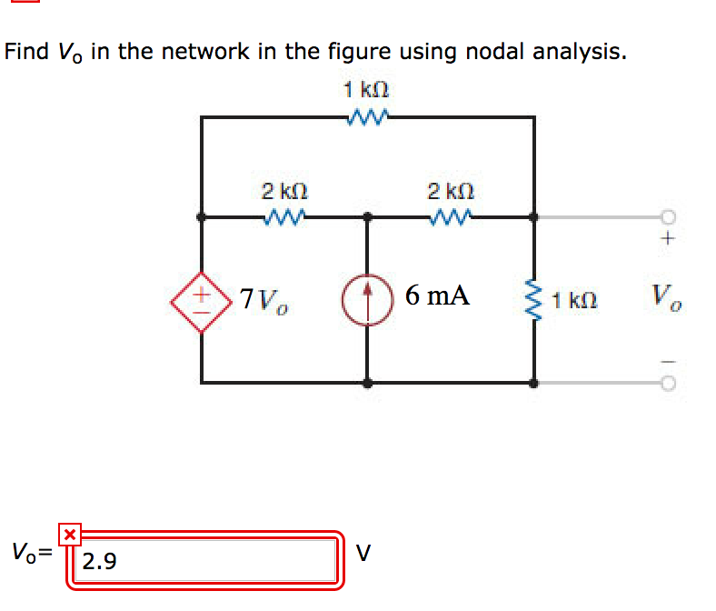 Solved Find V_o in the network in the figure using nodal | Chegg.com