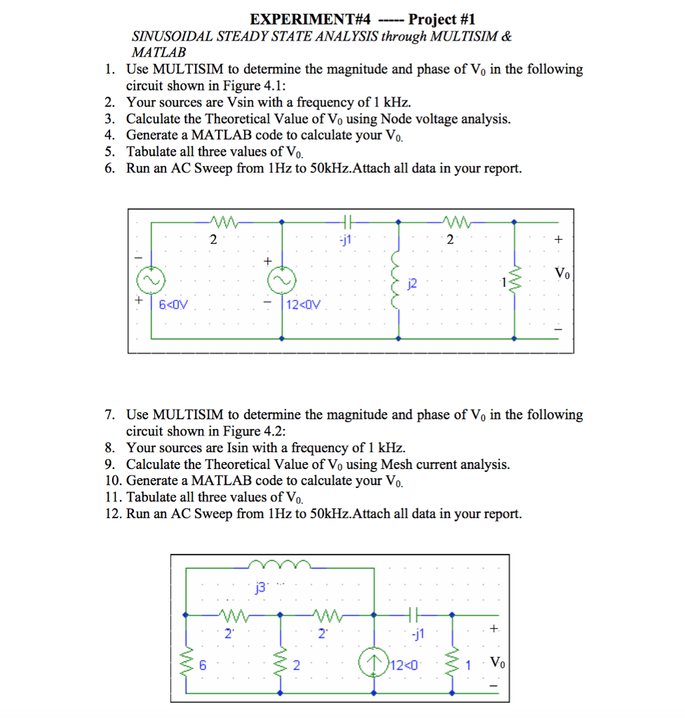 Solved Use MULTISIM to determine the magnitude and phase of | Chegg.com
