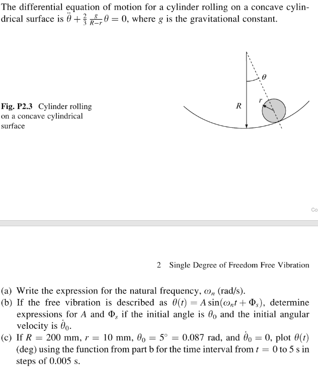 Solved The differential equation of motion for a cylinder | Chegg.com