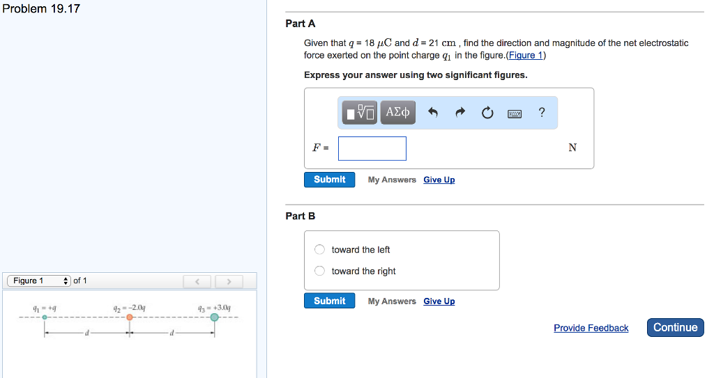 Solved Given that q = 18 mu C and d = 21 cm, find the | Chegg.com