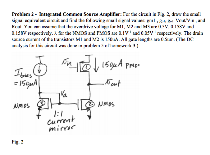 Solved For the circuit in Fig. 1, draw the small signal | Chegg.com