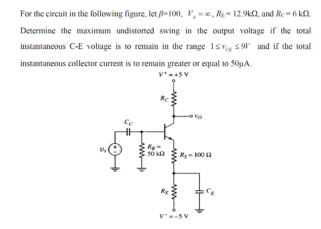 Solved For the circuit in the following figure, let beta = | Chegg.com
