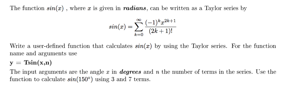 Solved The function sin(x) , where x is given in radians, | Chegg.com