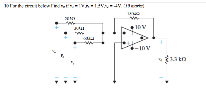 Solved For the circuit below Find vo if va = 1V, vb = 1.5V, | Chegg.com