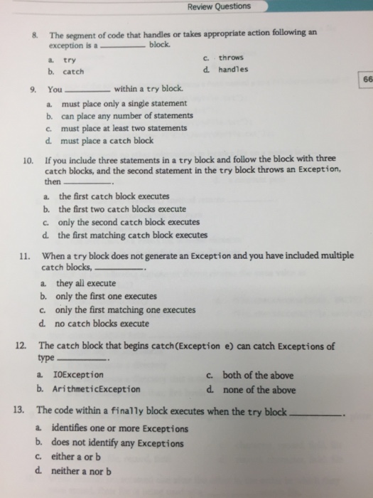 Solved CHAPTER 12 Exception Handling CHAPTER 12 Review | Chegg.com