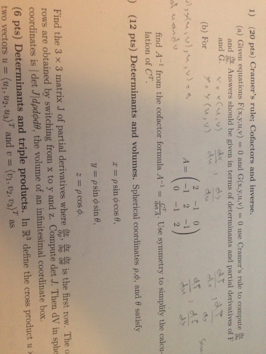 Solved Cramer's rule; Cofactors and inverse. Given | Chegg.com