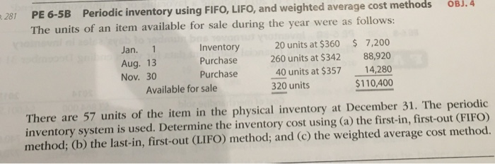 Solved Periodic inventory using FIFO, LIFO, and weighted | Chegg.com