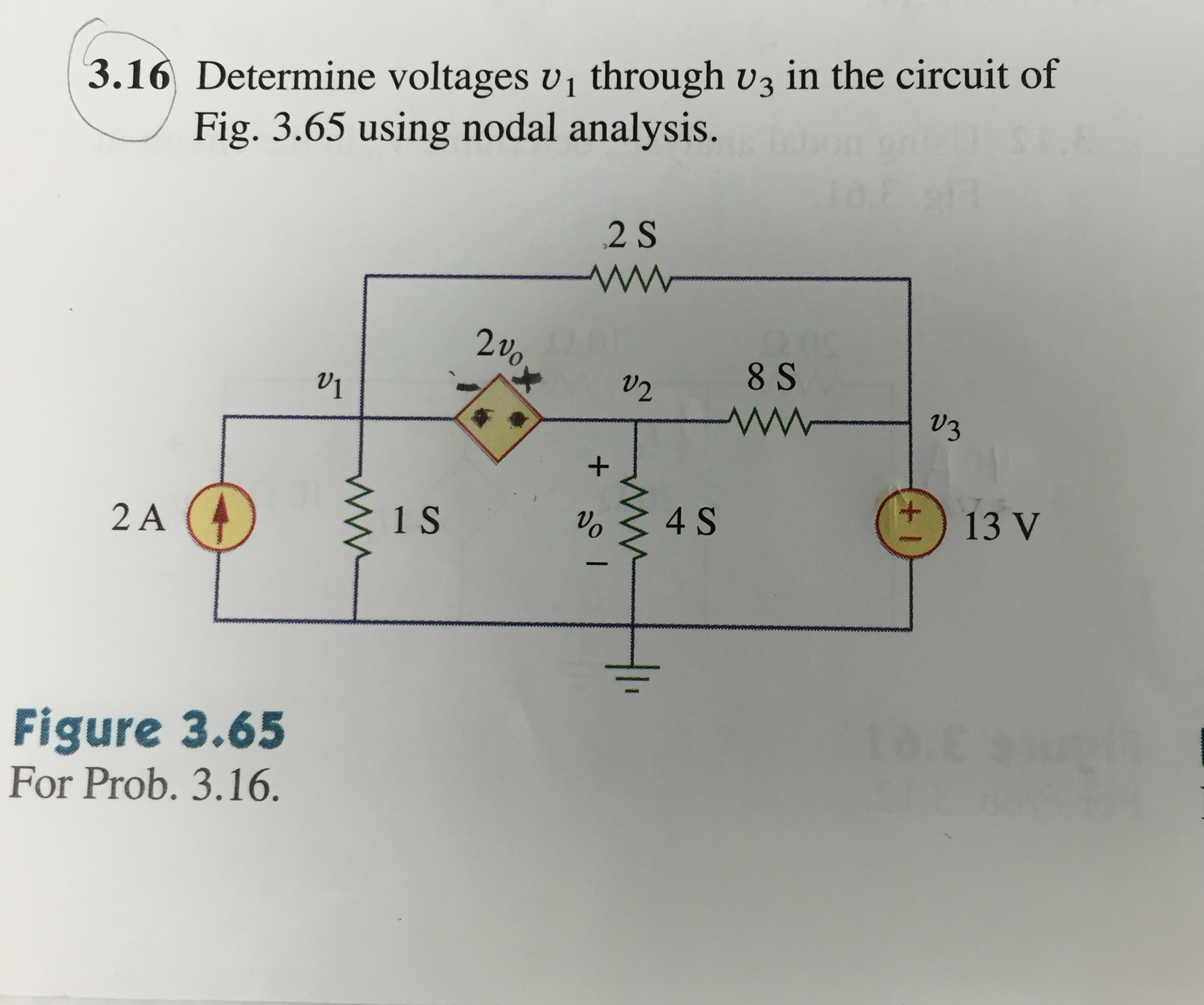 Solved Determine voltages v1 through v3 in the circuit of | Chegg.com